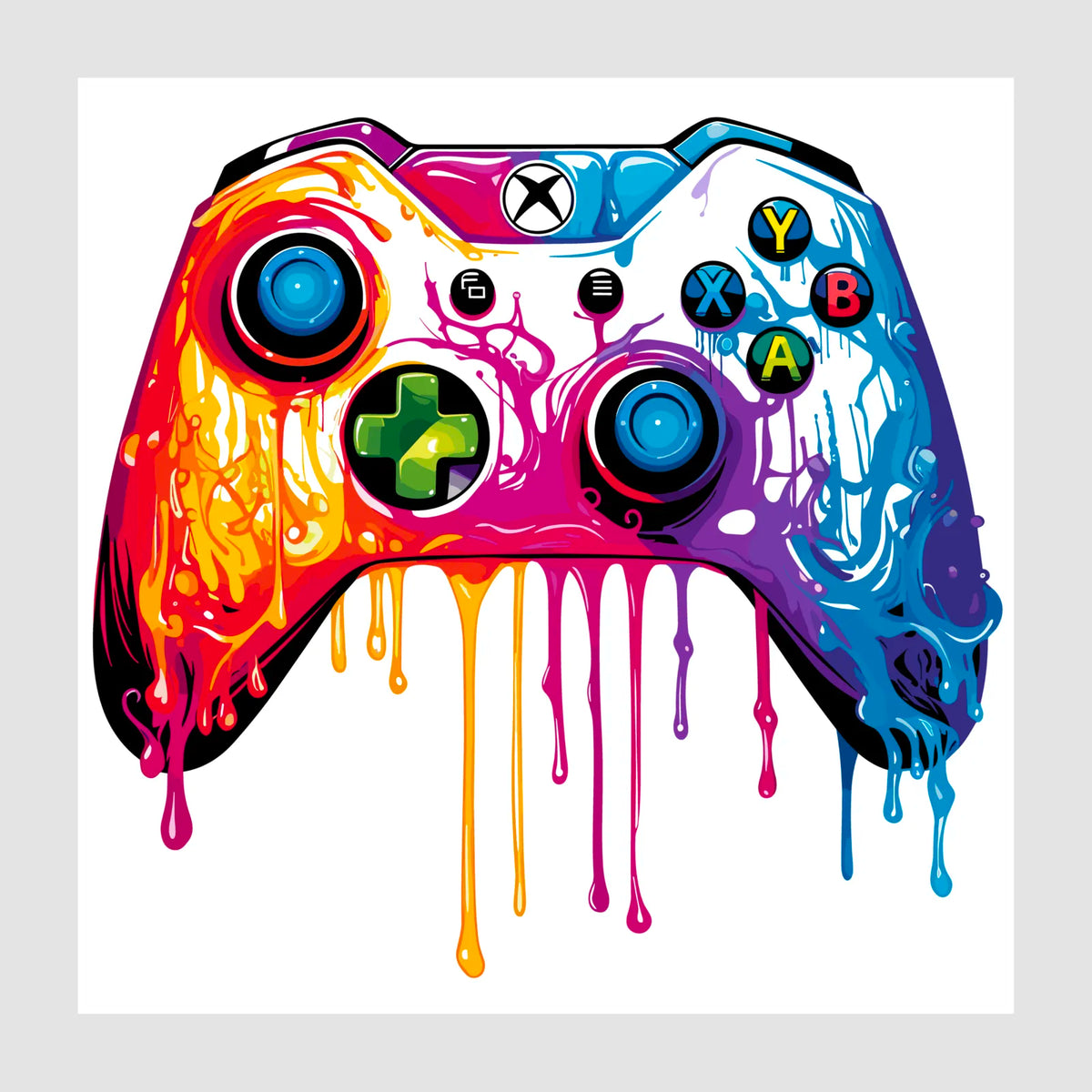 Games Controller In Paint Drip Splash Art Print – Jazz It Up Art