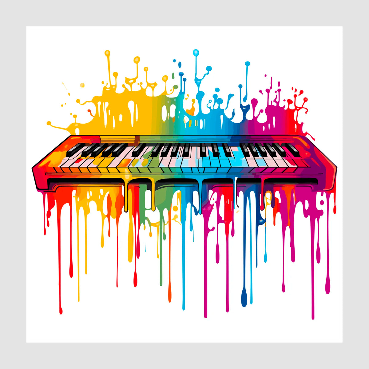 Electric Keyboard Paint Explosion Digital Artwork – Jazz It Up Art