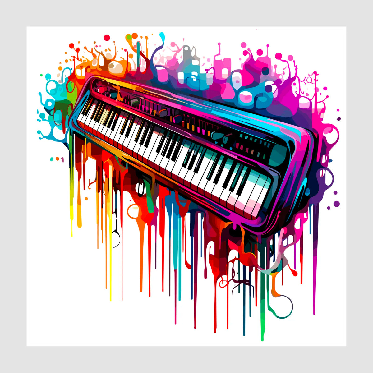 Eclectic Paint Splash Keyboard Digital Artwork – Jazz It Up Art