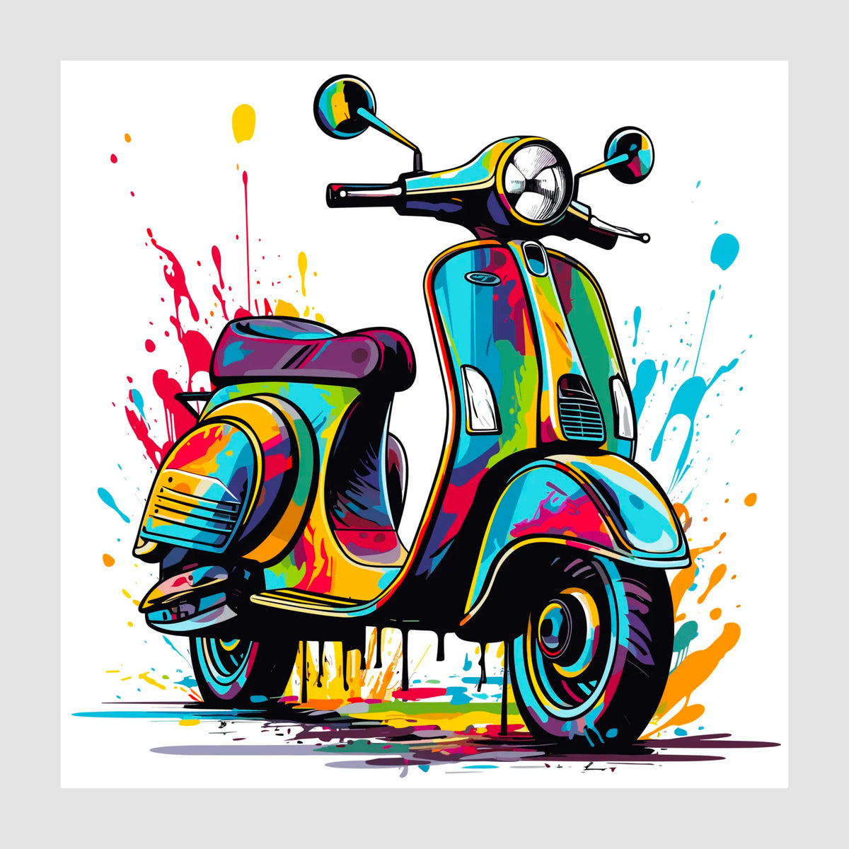 Iconic Vespa Riding Through The Paint Artwork – Jazz It Up Art